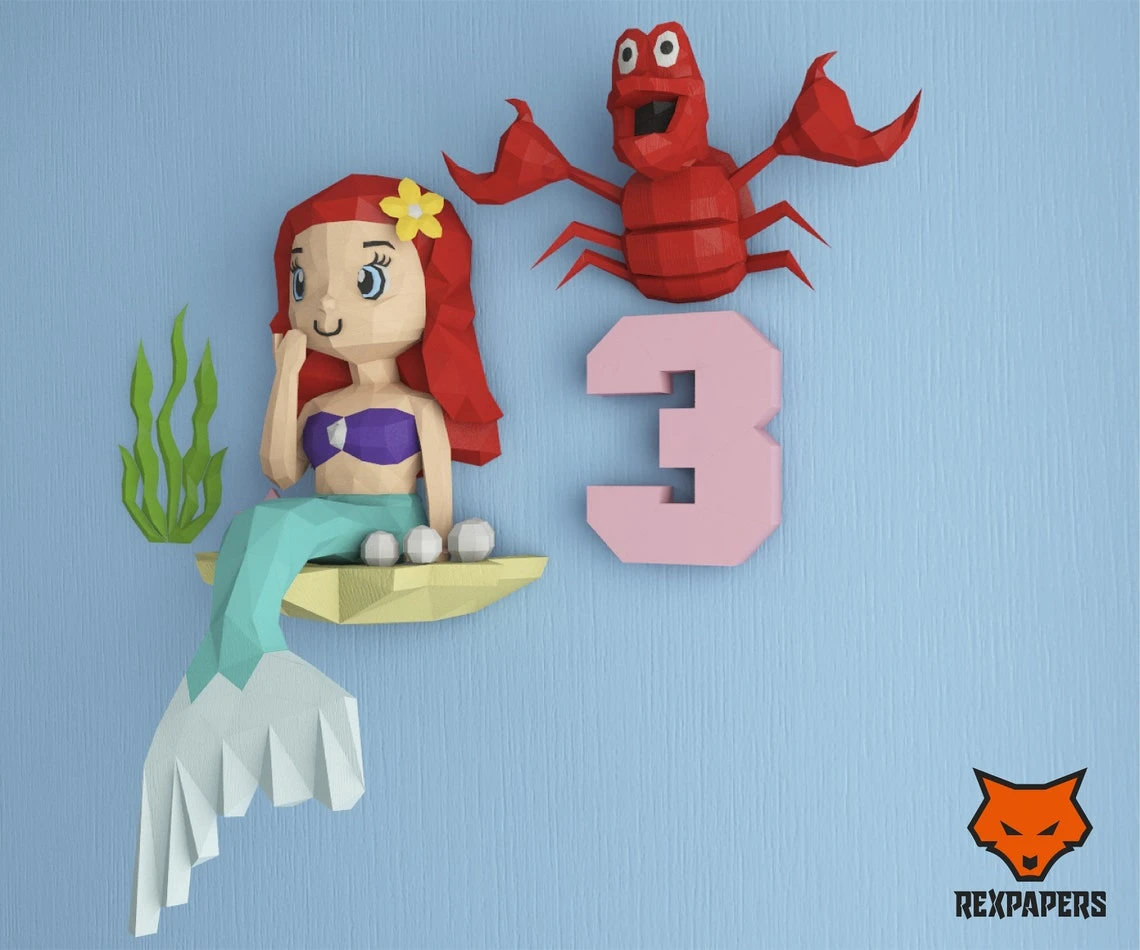 The Little Mermaid Papercraft, PDF Template, DIY 3d Model, FanArt ...