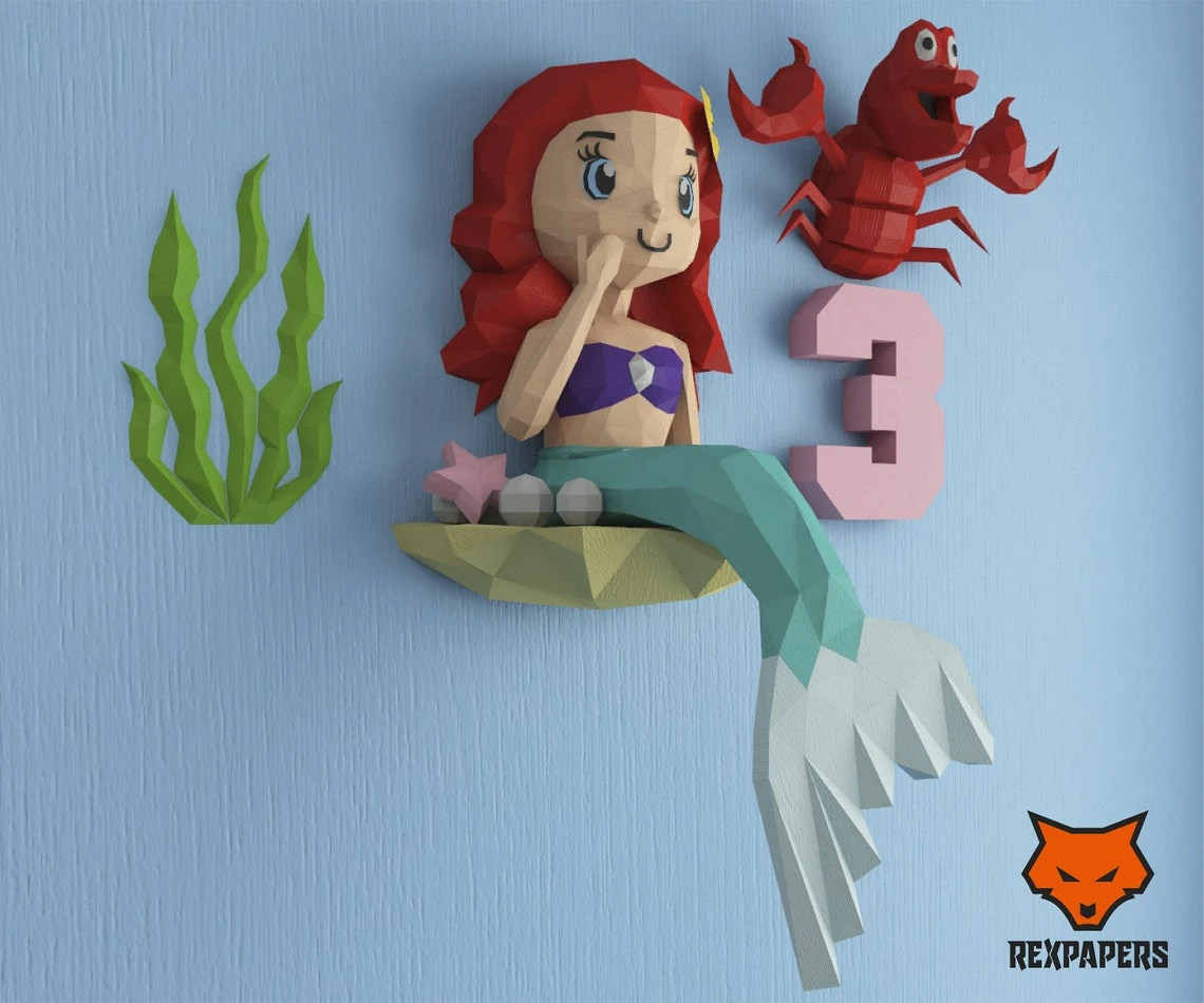 The Little Mermaid Papercraft, PDF Template, DIY 3d Model, FanArt ...