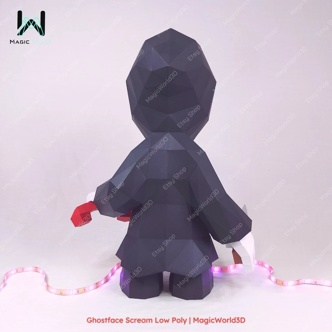 Ghostface Scream Low Poly, Papercraft, PDF template, Paper model, Sculpture, 3D puzzle ...