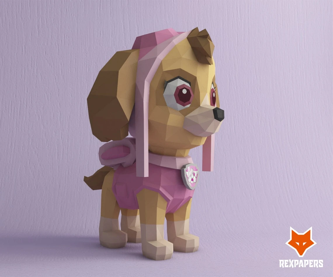 Skye, PAW Patrol Papercraft, PDF Template, DIY 3d Model, FanArt, Paper ...