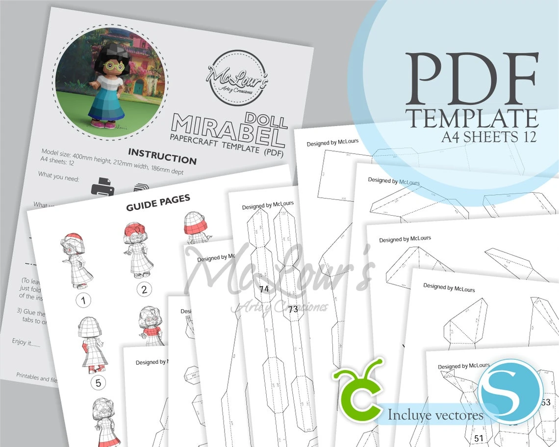 Princess Mirabel Madrigal/ Encanto/ DiY Craft/ Template PDF/ Low Poly ...