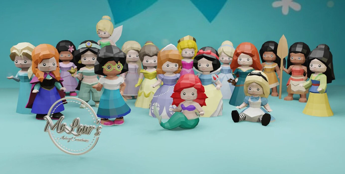 Princess Cinderella/ Cinderella/ DiY Craft/ Template PDF/ Low Poly ...