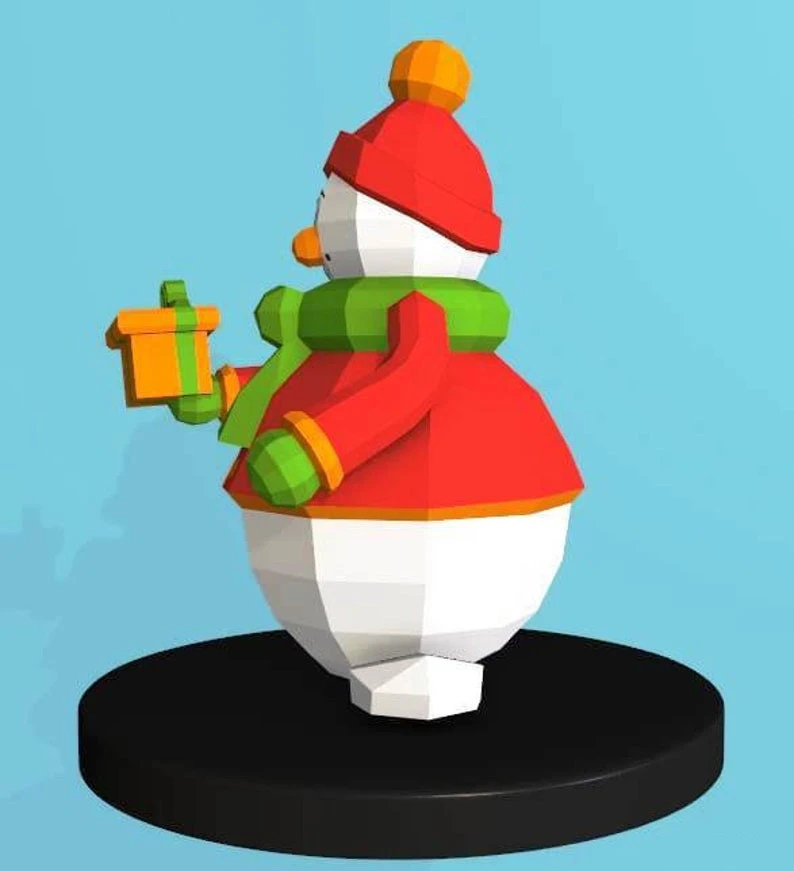 SnowMan with Gift Papercraft, PDF Template, DIY 3d Model, FanArt, Paper ...