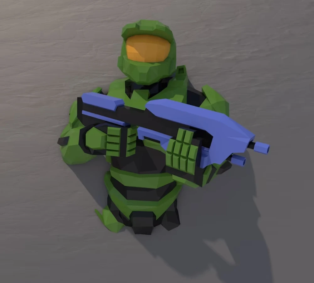 Master Chief Papercraft , PDF Template, DIY 3d Model, FanArt, Paper Sculpture, Low Poly ...