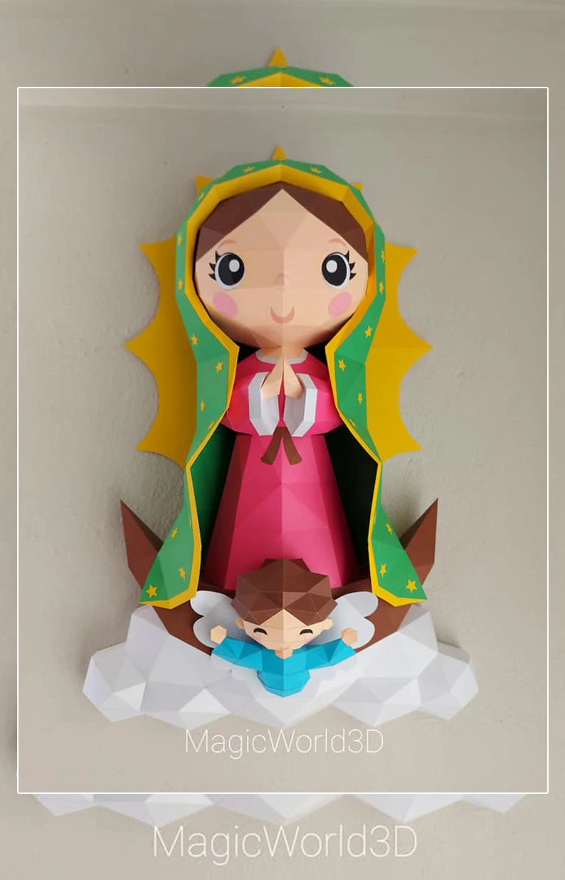 Cute Guadalupe Low Poly, Papercraft, PDF template, Paper model ...