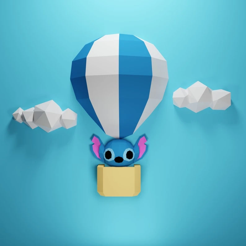 Papercraft Stitch in Hot Air Balloon | Hot air Balloon stitch | DIY KIT ...