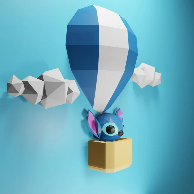 Papercraft Stitch in Hot Air Balloon | Hot air Balloon stitch | DIY KIT ...