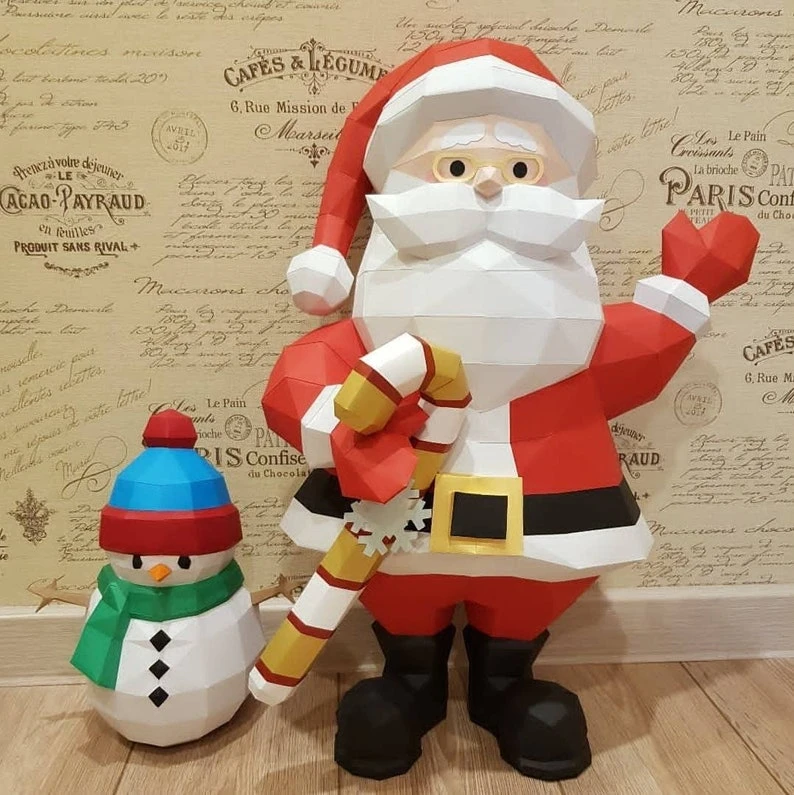 Santa Claus Cute Low Poly, Papercraft, PDF template, Paper model ...