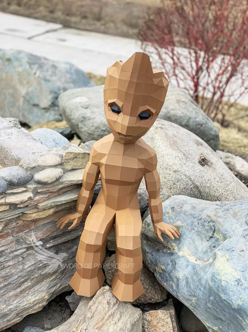 Baby Groot, Papercraft Lion And Monkey, Lion Low poly, PDF Template ...