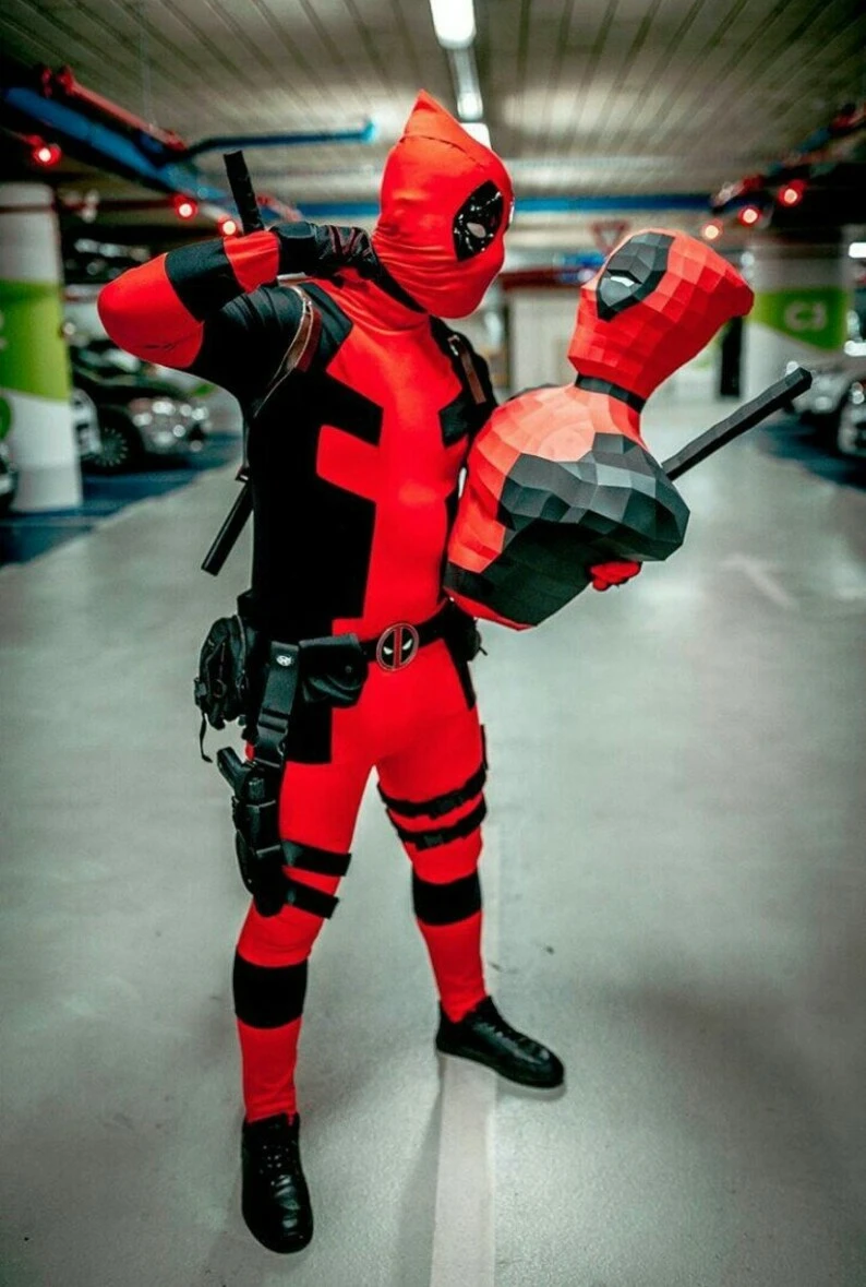 Deadpool, Papercraft Hero , PDF Template, Low Poly man, Paper Sculpture ...