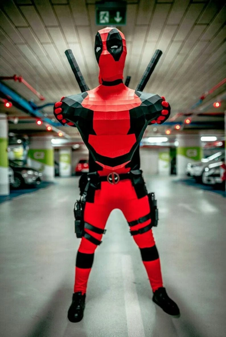 Deadpool, Papercraft Hero , PDF Template, Low Poly man, Paper Sculpture ...