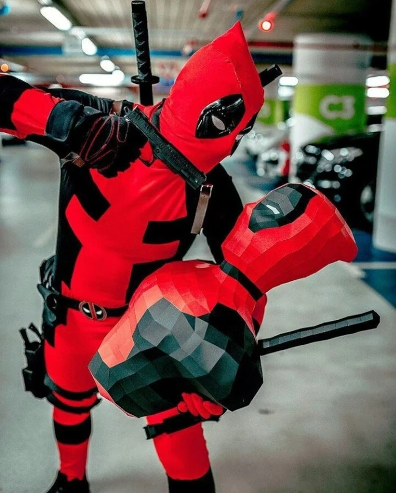 Deadpool, Papercraft Hero , PDF Template, Low Poly man, Paper Sculpture ...