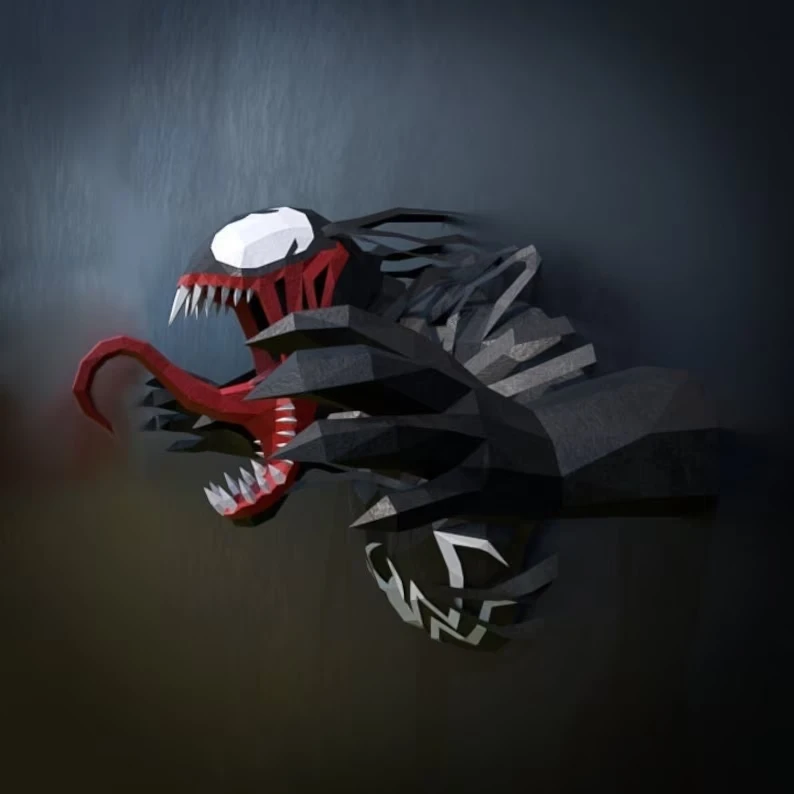 Venom Papercraft Design with PDF templates to build by hand, Paper art ...