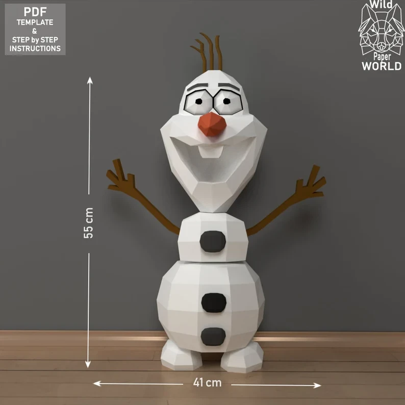 Olaf paper 3d model, Papercraft Olaf, DIY model, 3D papecraft sculpture ...