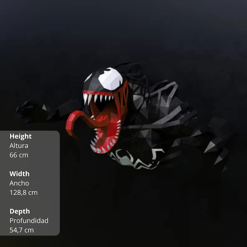 Venom Papercraft Design with PDF templates to build by hand, Paper art ...