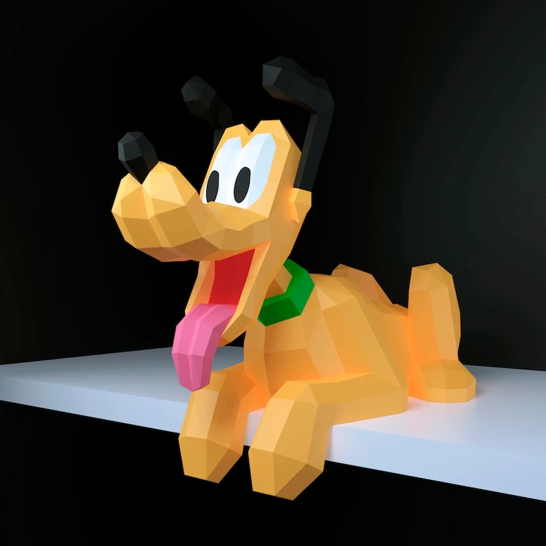 Papercraft Pluto dog template, DIY PDF, FDX, Low Poly, origami ...