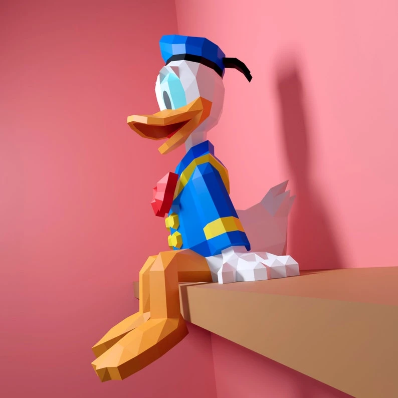 Papercraft Donald Duck, DIY PDF, SVG, DXF, Low Poly, origami, Pepakura ...