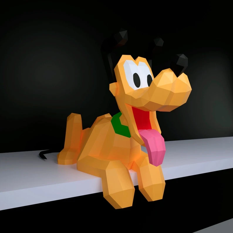 Papercraft Pluto dog template, DIY PDF, FDX, Low Poly, origami, Pepakura, Paper Model, 3D, cameo ...