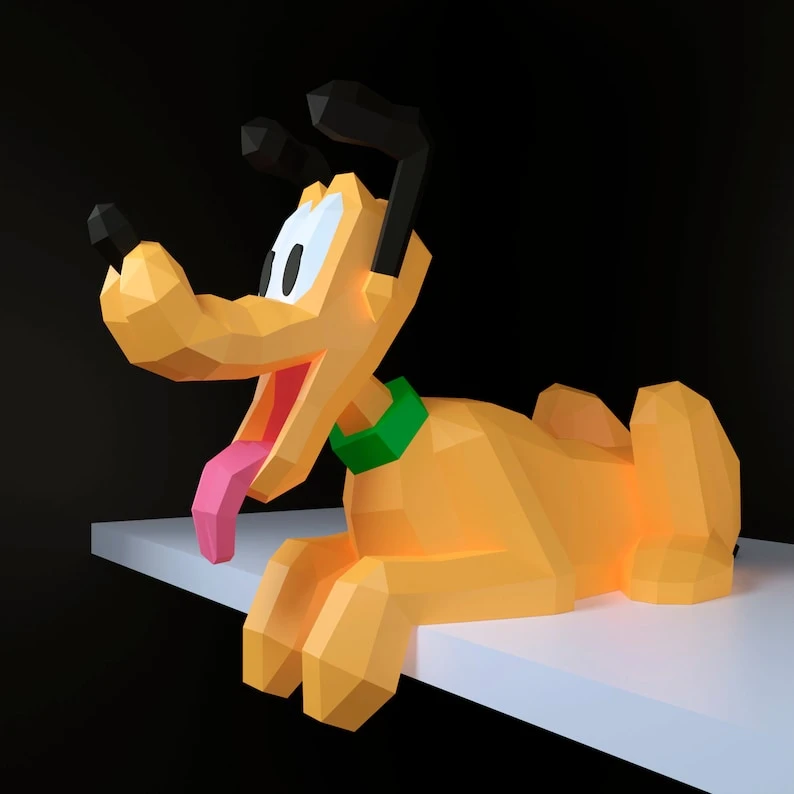 Papercraft Pluto dog template, DIY PDF, FDX, Low Poly, origami, Pepakura, Paper Model, 3D, cameo ...