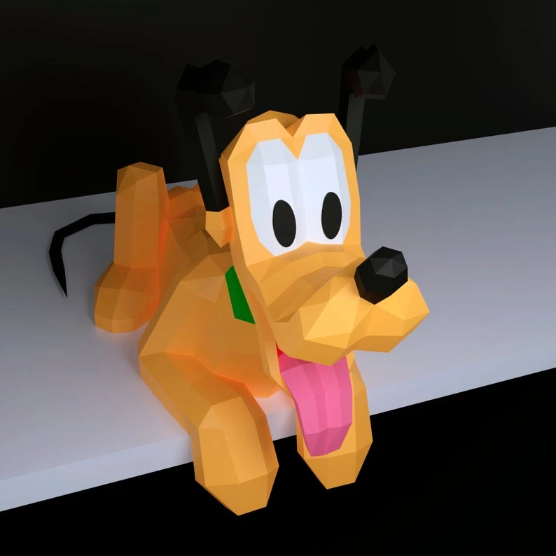 Papercraft Pluto dog template, DIY PDF, FDX, Low Poly, origami, Pepakura, Paper Model, 3D, cameo ...
