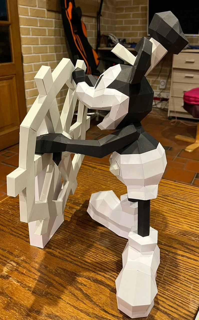 Papercraft Mickey Steamboat, DIY PDF, DXF and svg, Low Poly, origami ...