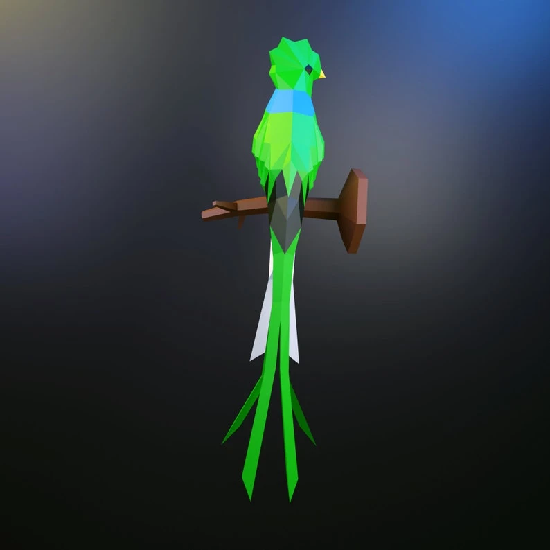Papercraft Quetzal, template, bird, animal, DIY PDF, FDX, Low Poly ...