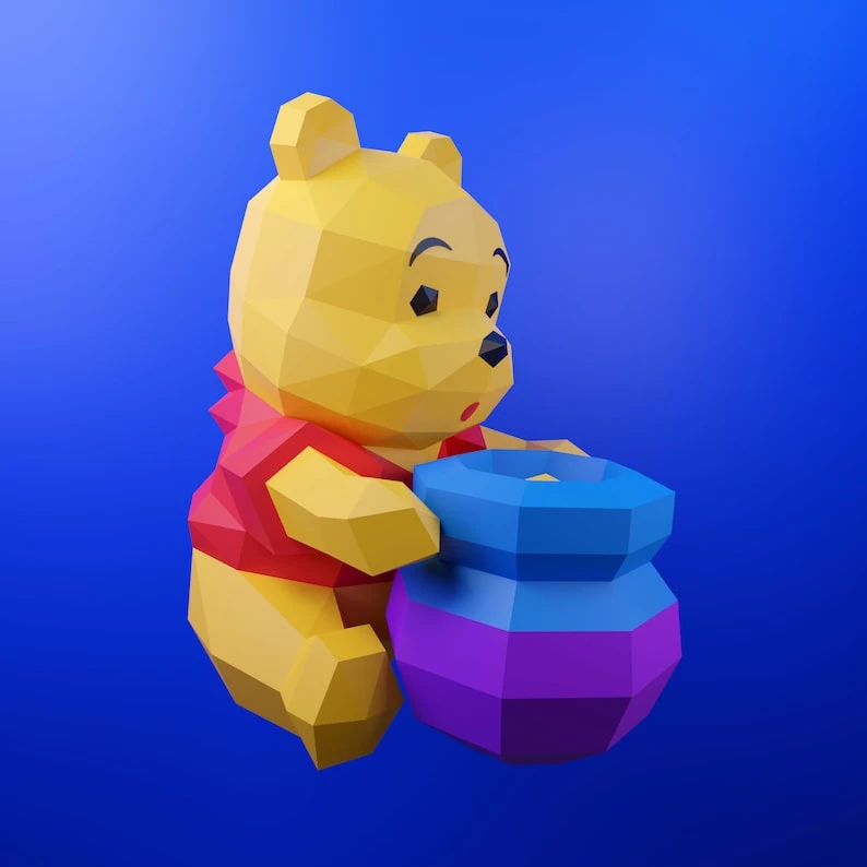 Papercraft Winnie Pooh bear, template, bear, DIY PDF, FDX, Low Poly ...