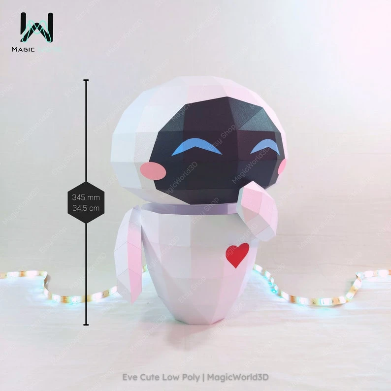 Cute Eve Low Poly, Papercraft, PDF template, Paper model, Sculpture, 3D ...