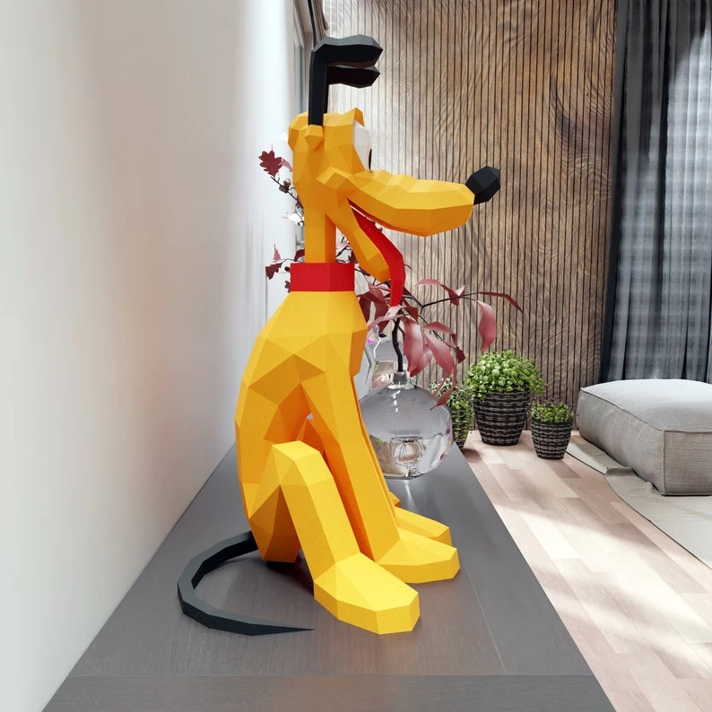 Papercraft Pluto Sitting, dog, Pdf format compatible with cricut and cameo, digital template, 3D ...