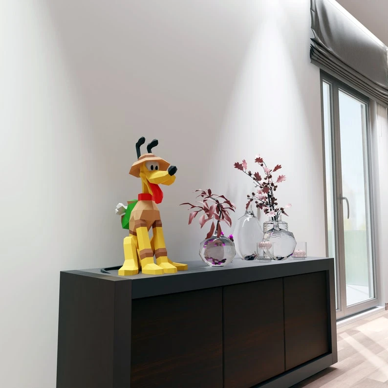 Papercraft Pluto Safari, dog, Pdf format compatible with cricut and ...