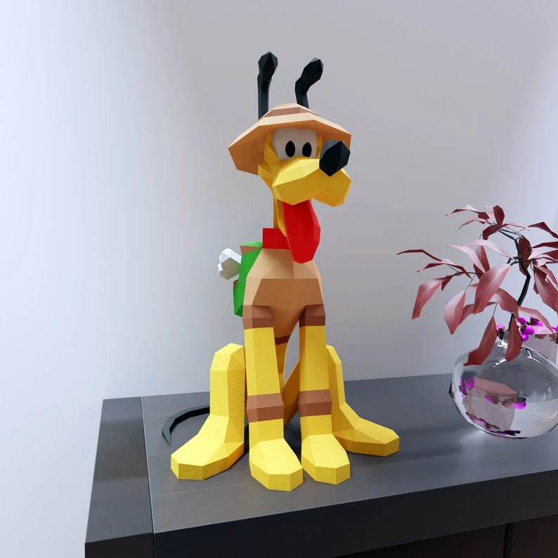 Papercraft Pluto Safari, dog, Pdf format compatible with cricut and ...