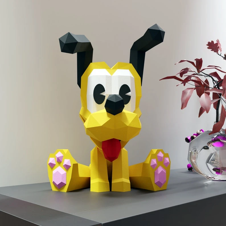 Papercraft Little Pluto, Little dog, pluto, Pdf, SVG, DXF format compatible with cricut and ...