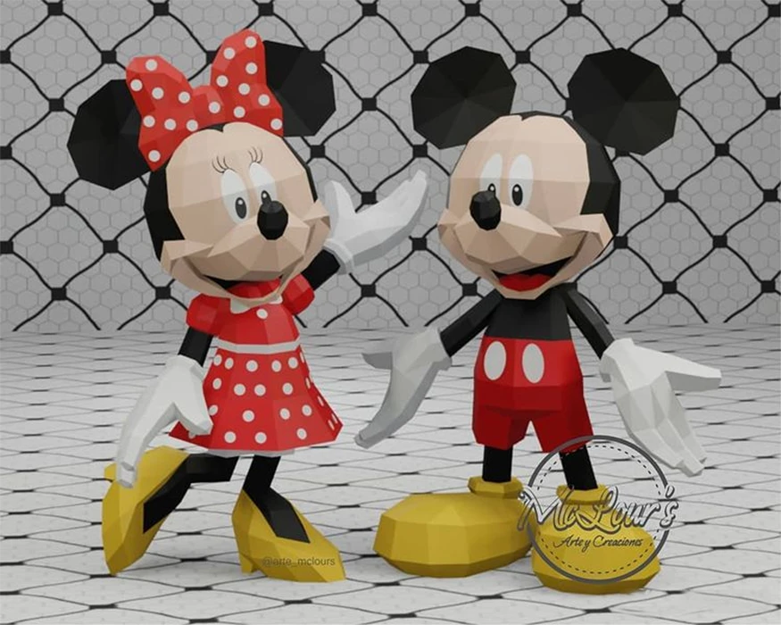 Mickey Mouse/ DiY Craft/ Template PDF/ Low Poly/ Papercraft/ 3D Doll ...
