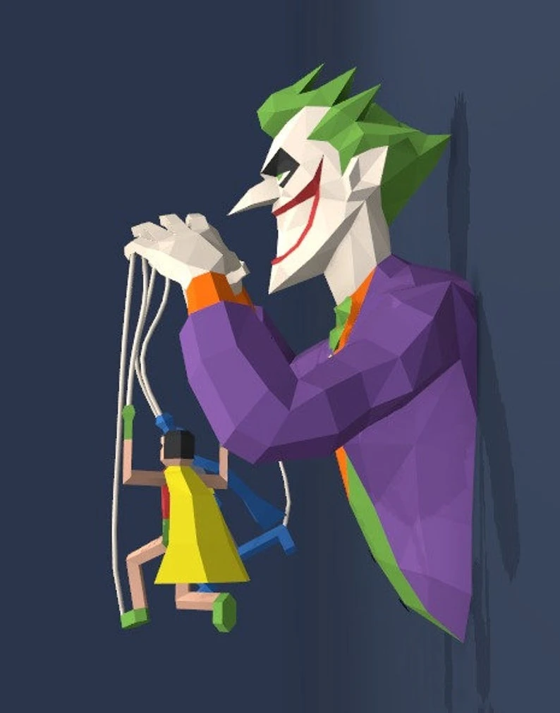 Joker Puppet Papercraft, PDF Template, DIY 3d Model, FanArt, Paper ...